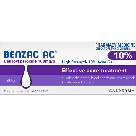 Benzac AC High Strength 10% Acne Gel 50g - Benzac AU
