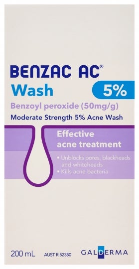 Benzac AC acne treatment wash 5% BPO | Benzac